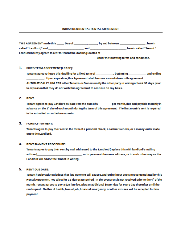 20 Residential Rental Agreement Templates Word PDF