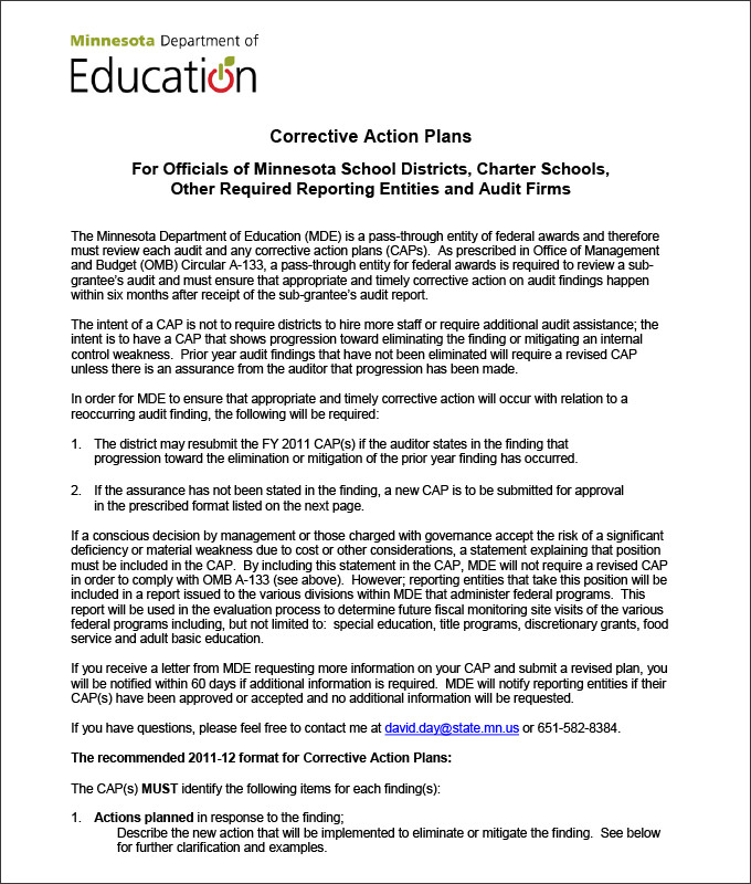Corrective Action Plan Template - 22+ Free Word, Excel, PDF, Apple ...