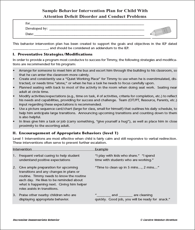 Behavior Plan Template 3 Free Word PDF Documents Download
