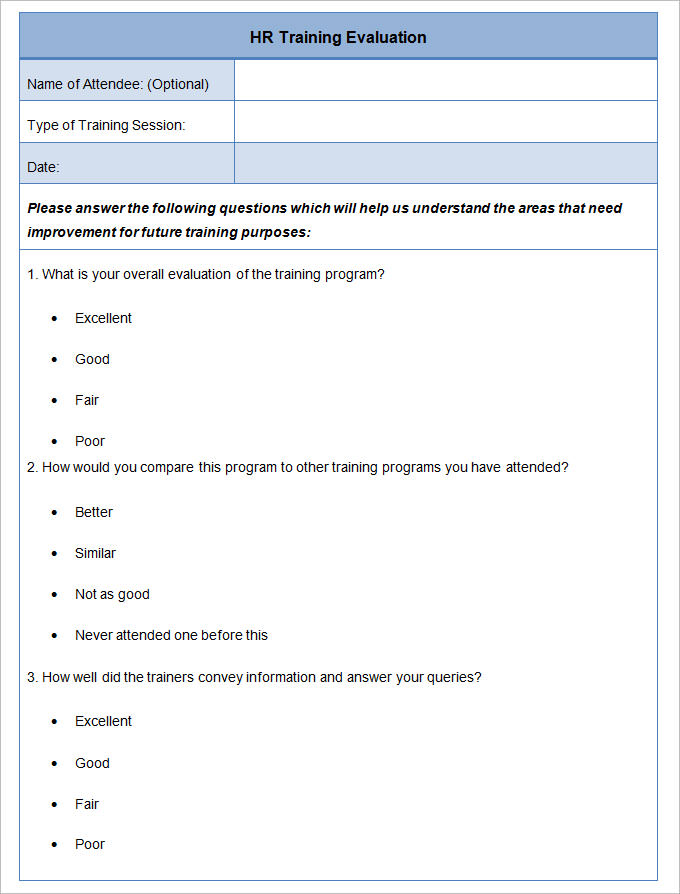 17+ FREE Sample HR Evaluation Forms & Examples - Word, PDF, PSD