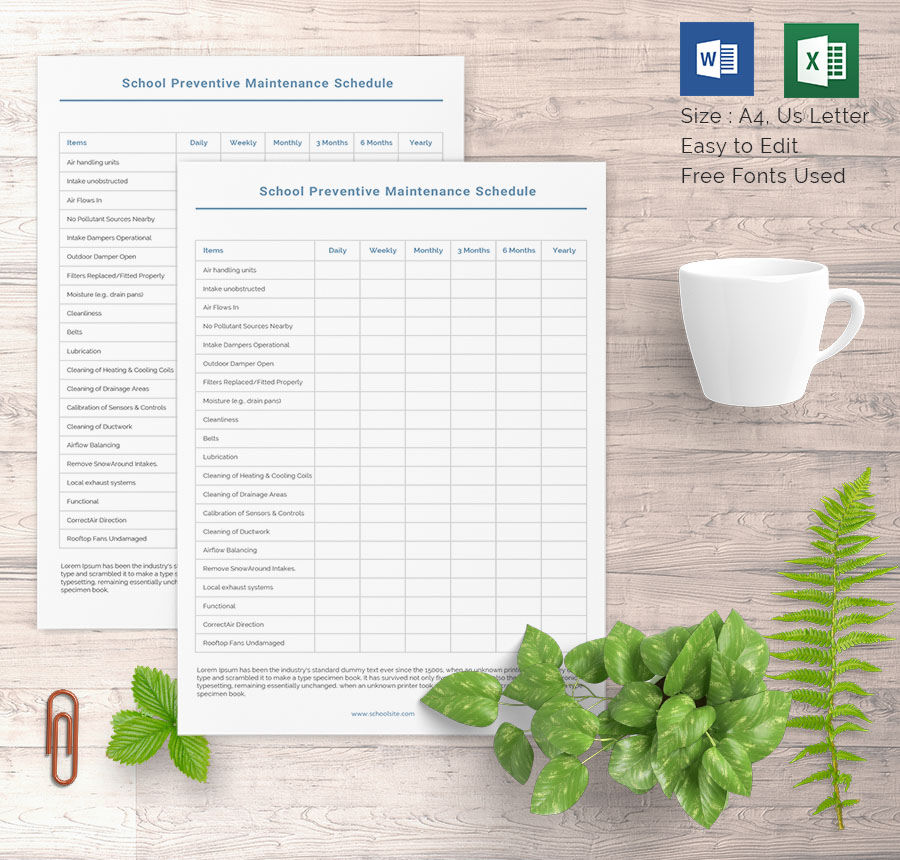 35+ Preventive Maintenance Schedule Templates - Word, Excel, PDF