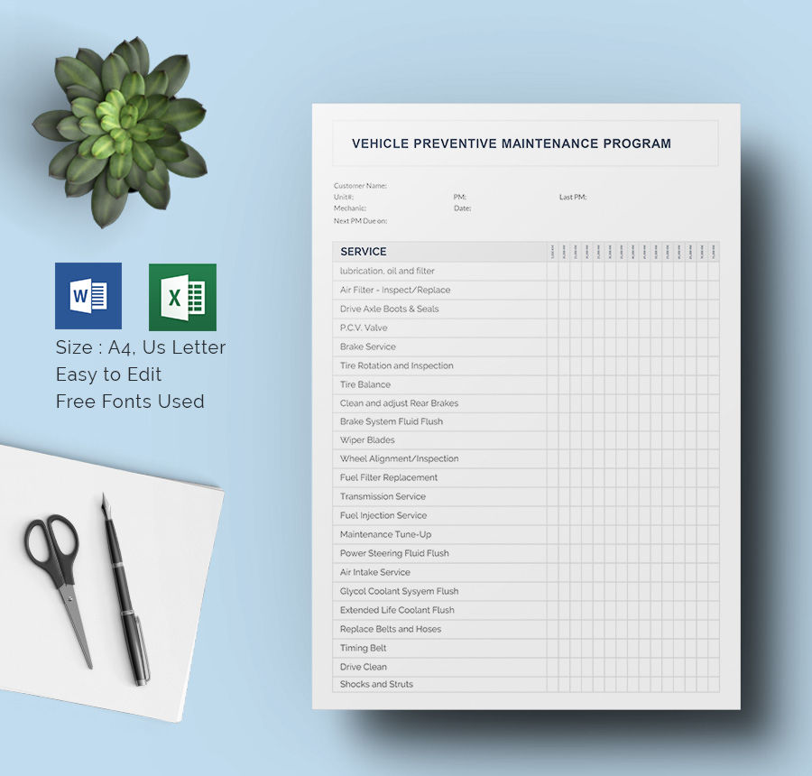 35+ Preventive Maintenance Schedule Templates - Word, Excel, PDF