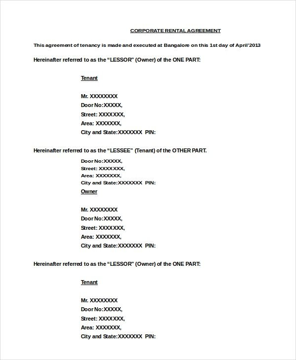 Apartment Rental Agreement - 8+ Free Word, PDF Documents Download