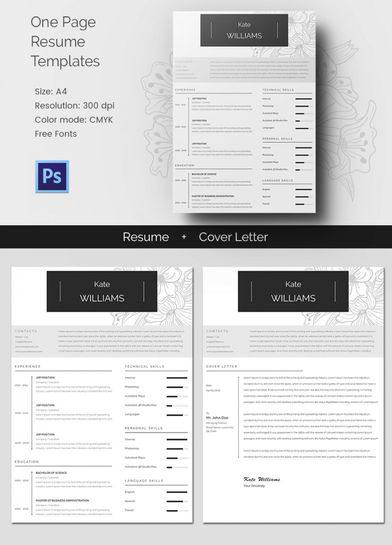 41+ One Page Resume Templates - Free Samples, Examples, & Formats Download!