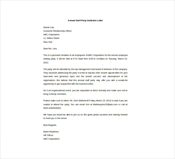 19 FREE HR Invitation Letter Templates PDF DOC