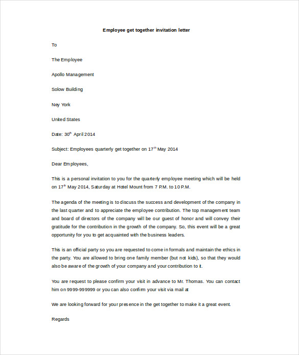 19+ FREE HR Invitation Letter Templates - PDF, DOC