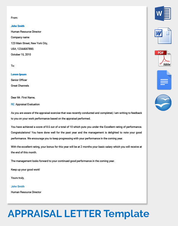28+ Sample Appraisal Letters - PDF, DOC