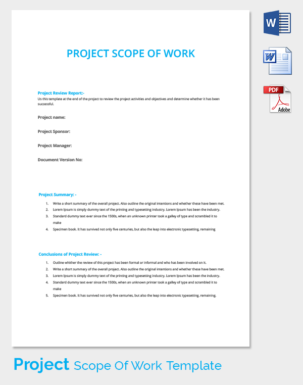 Scope of Work Template - 36+ Free Word, PDF Documents Download!