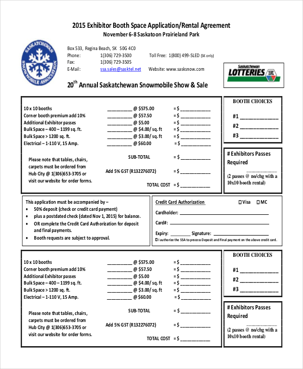 Booth Rental Agreement - 10+ Free Word, PDF Documents Download