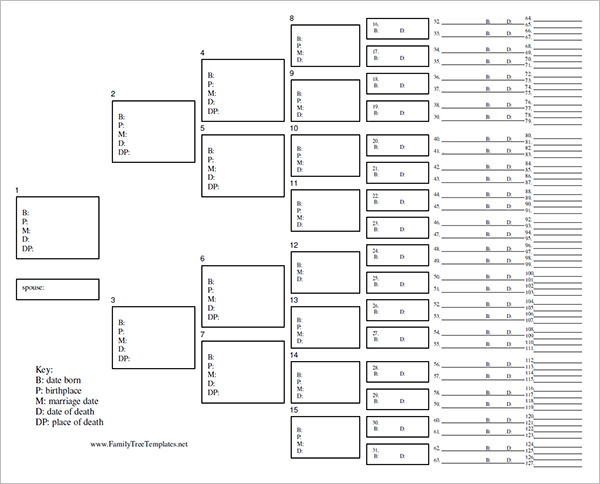 Blank Family Tree Chart 6 Free Excel Word Documents Download
