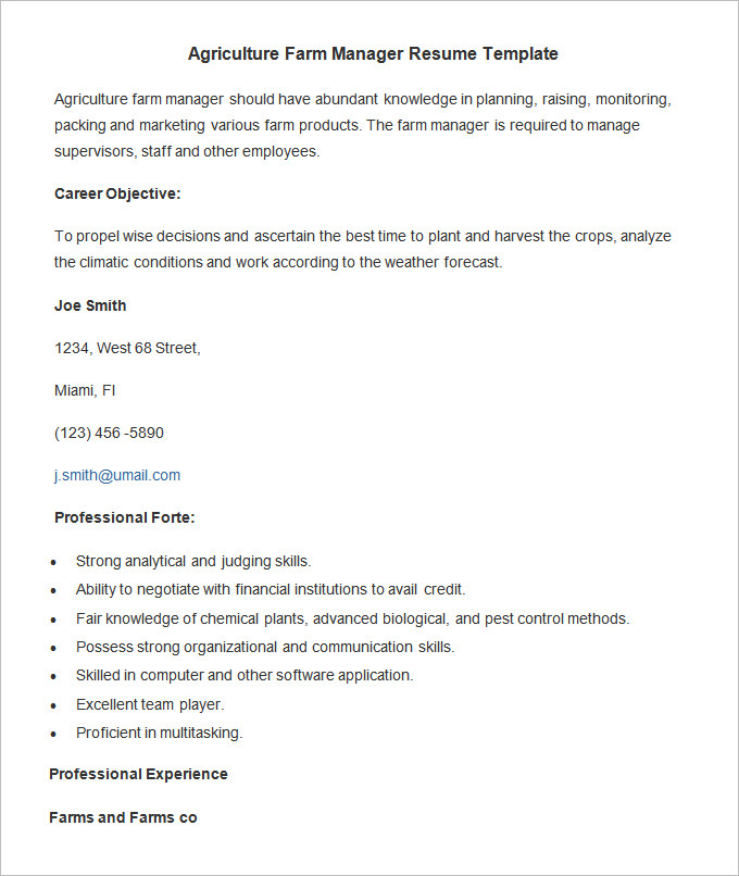 29+ Agriculture Resume Templates - PSD, PDF, DOC