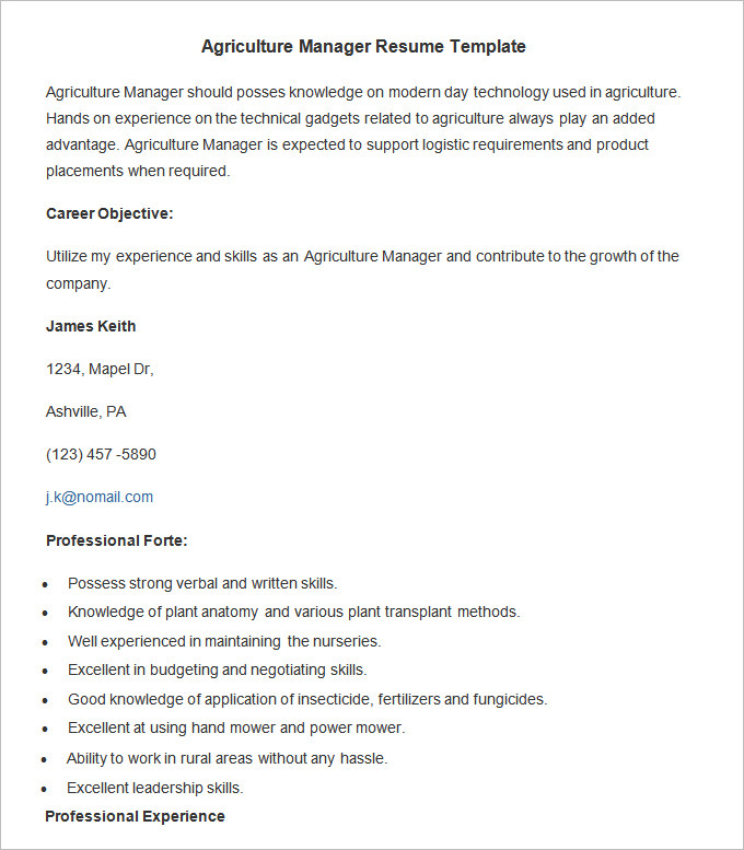 29+ Agriculture Resume Templates - PSD, PDF, DOC