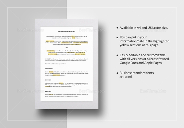 11+ Contract Amendment Templates - Word, PDF, Google Docs Documents ...