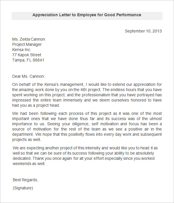 28 Sample Appraisal Letters PDF DOC
