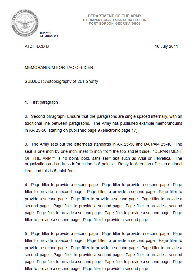 Sample Army Memo Template - 8+ PDF, Word, Google Docs Documents Download