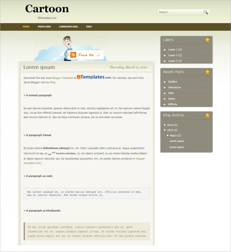 10 Best Cartoon Blogger Templates & Themes