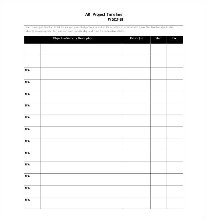 Project Timeline Planner Template Free Word Templates