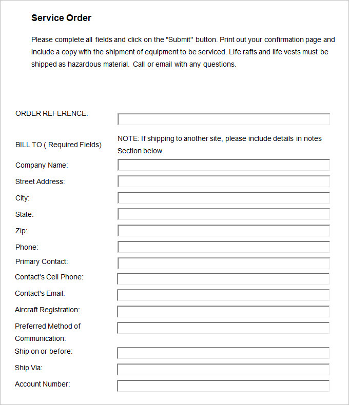 Sample Service Order Template - 19+ Free Word, Excel PDF Documents ...