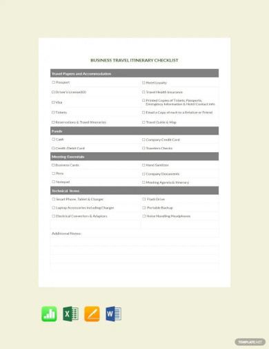 18+ Business Travel Itinerary Template in Excel | Google Docs | Word ...