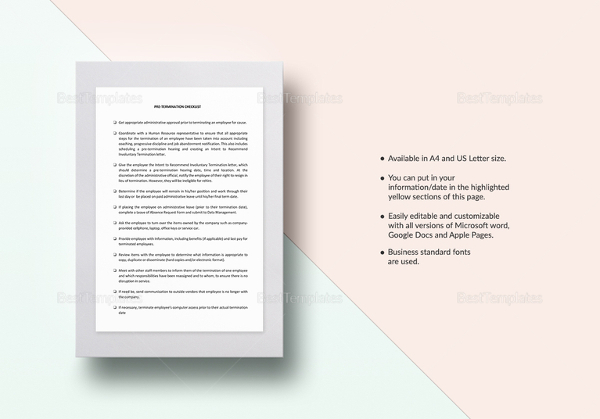 Termination Checklist Template - 26+ Free Word, Excel, PDF Documents ...