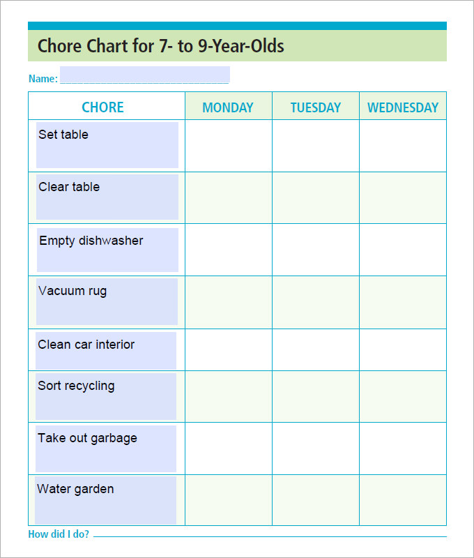 Chore Chart Template 15 Free PDF Word Documents Download