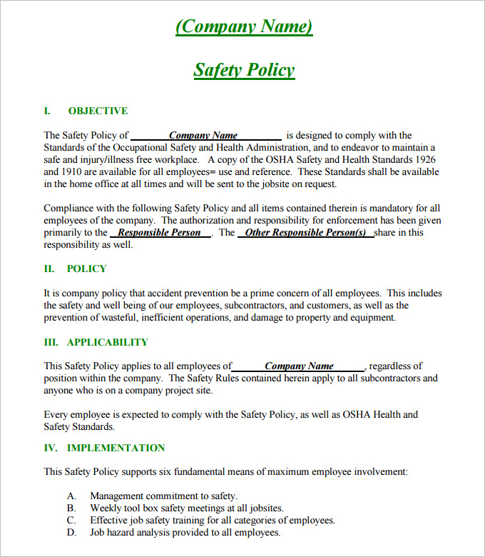 Construction Safety Plan Template - 10+ Word, PDF Documents Download