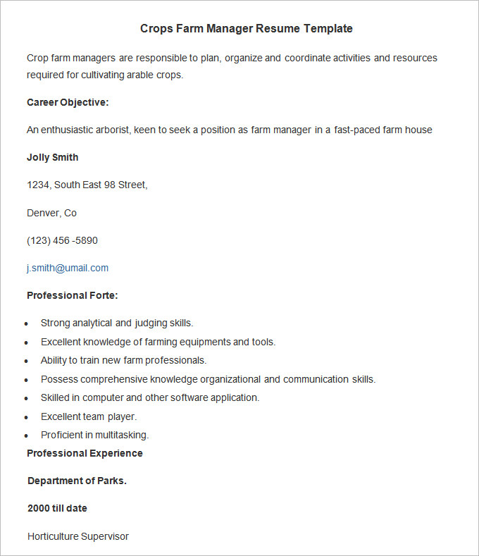 29+ Agriculture Resume Templates - PSD, PDF, DOC