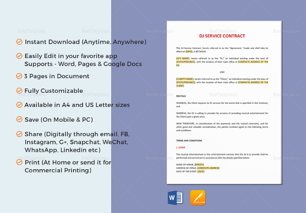 9+ Sample Band Contract Templates - Word, PDF, Google Docs