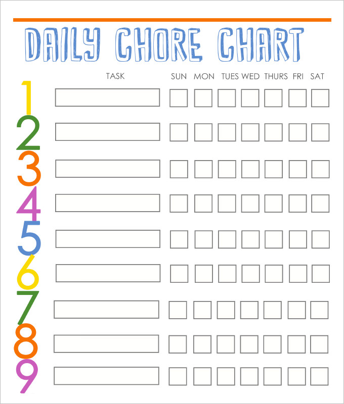 14 Family Chore Chart Templates PDF DOC Excel
