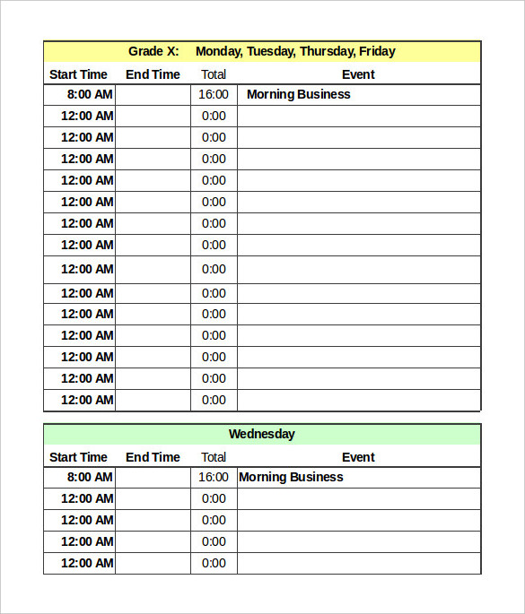 Daily Schedule Templates 18 Free Word Excel PDF Formats Samples Examples Forms