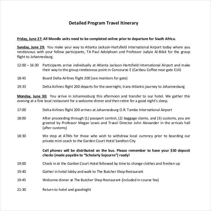 31+ Trip Itinerary Templates - PDF, DOC, Excel