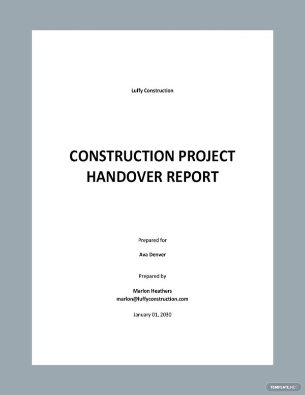 37+ Handover Report Templates in MS Word | PDF | Google Docs | Pages