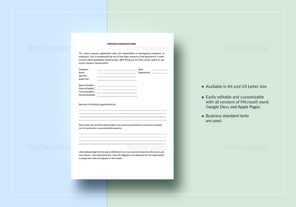 26+ HR Complaint Forms - Free Sample, Example Format