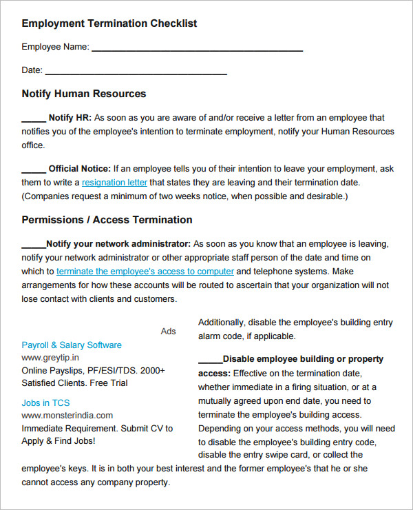 33+ HR Checklist Templates - Free Sample Example Format