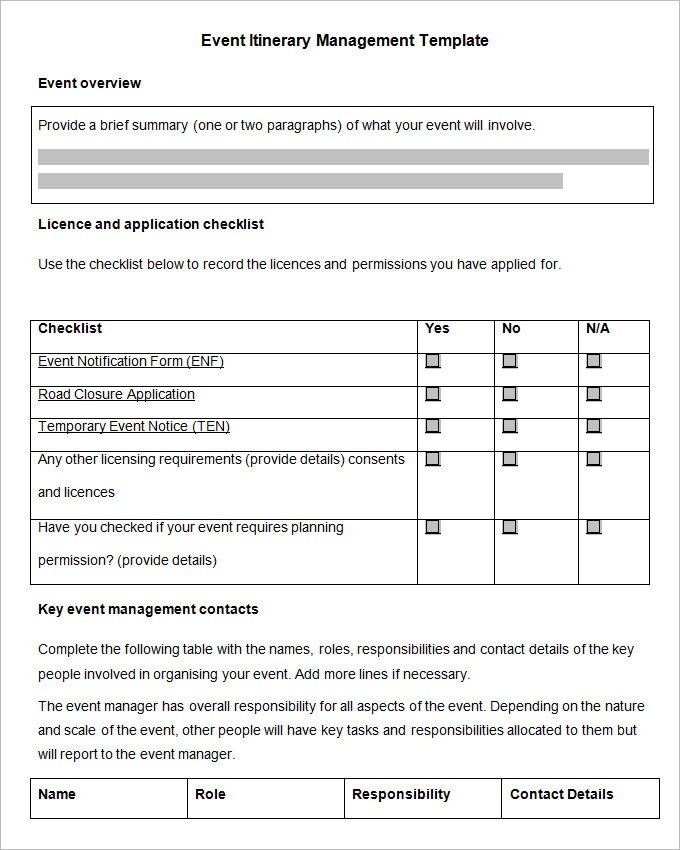11+ Event Itinerary Template - DOC, PDF, PSD