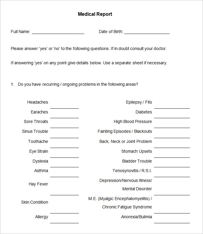 35 Medical Report Templates Docs PDF Word Apple Pages