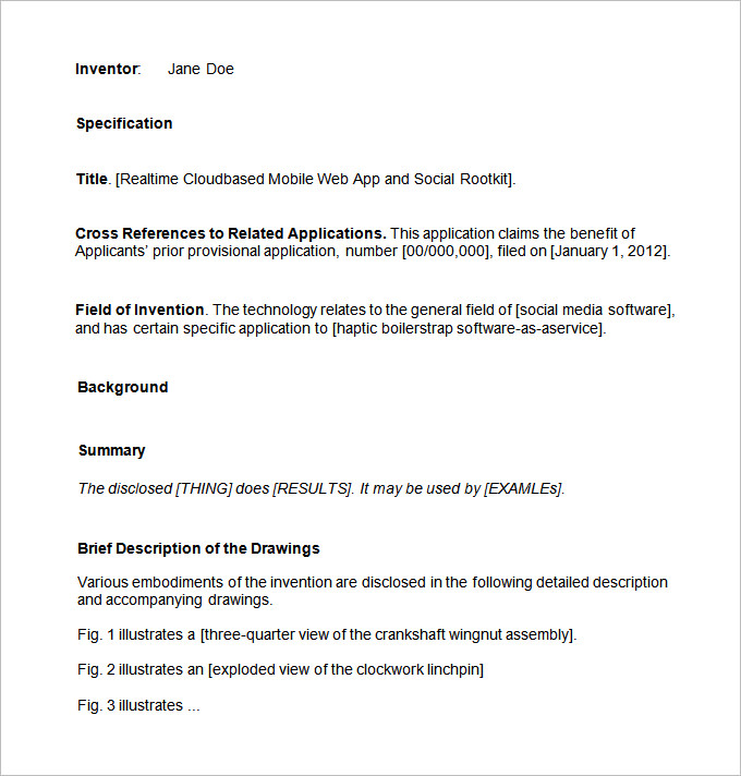 Patent Application Template 12 Free Word PDF Documents Download