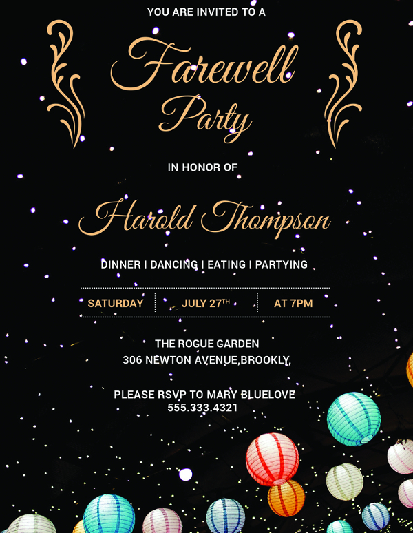 Unique 30 Farewell Invitation Card For Seniors