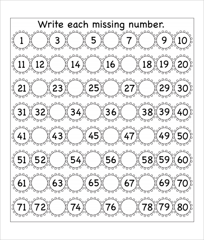 Kindergarten Missing Numbers Worksheets Martin Printable Calendars
