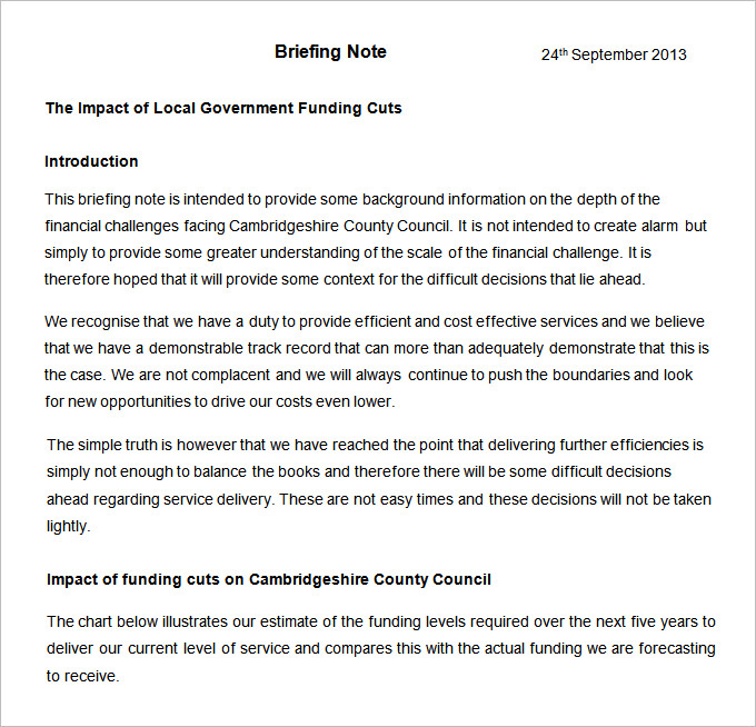 10+ Briefing Note Templates - PDF, DOC