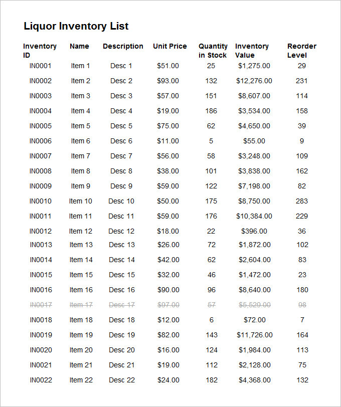 15 Liquor Inventory Templates Free Excel PDF Documents Download 