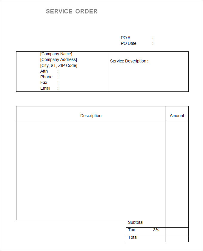 Sample Service Order Template - 19+ Free Word, Excel PDF Documents ...
