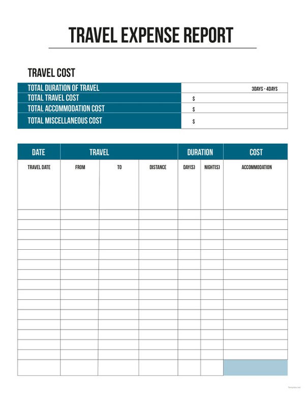 11 Travel Expense Report Templates Free Word Excel PDF Documents 