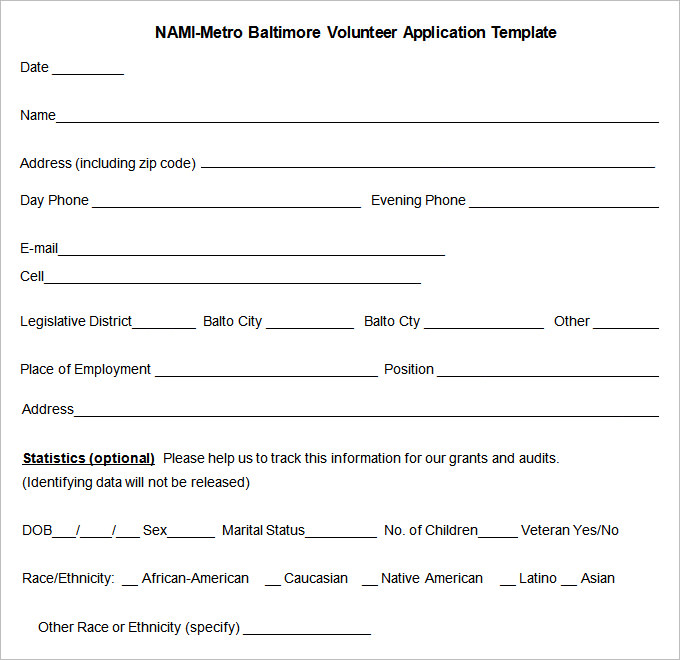14+ Volunteer Application Template - Word, PDF