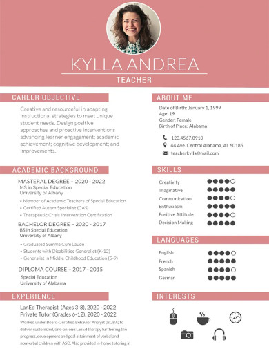 Free 18+ Teacher Resume Templates, PDF, DOC, Pages, Publisher