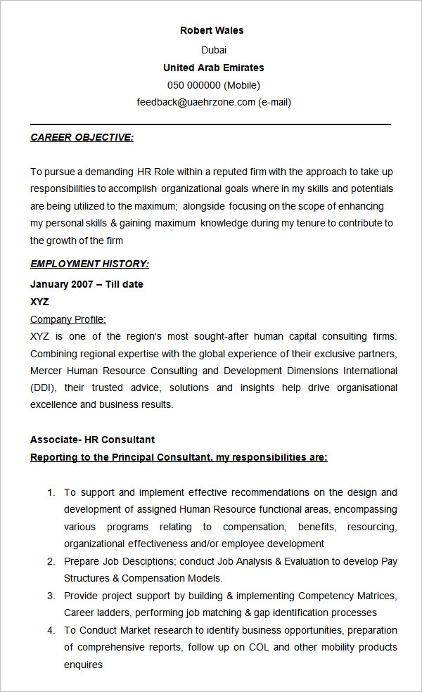 28+ HR Resume Templates in MS Word | Pages | PDF | AI | PSD | Pages ...