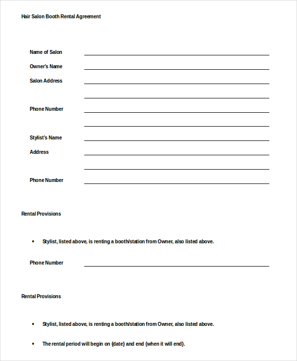 18+ Booth Rental Agreement Templates - Free Downloadable Samples ...