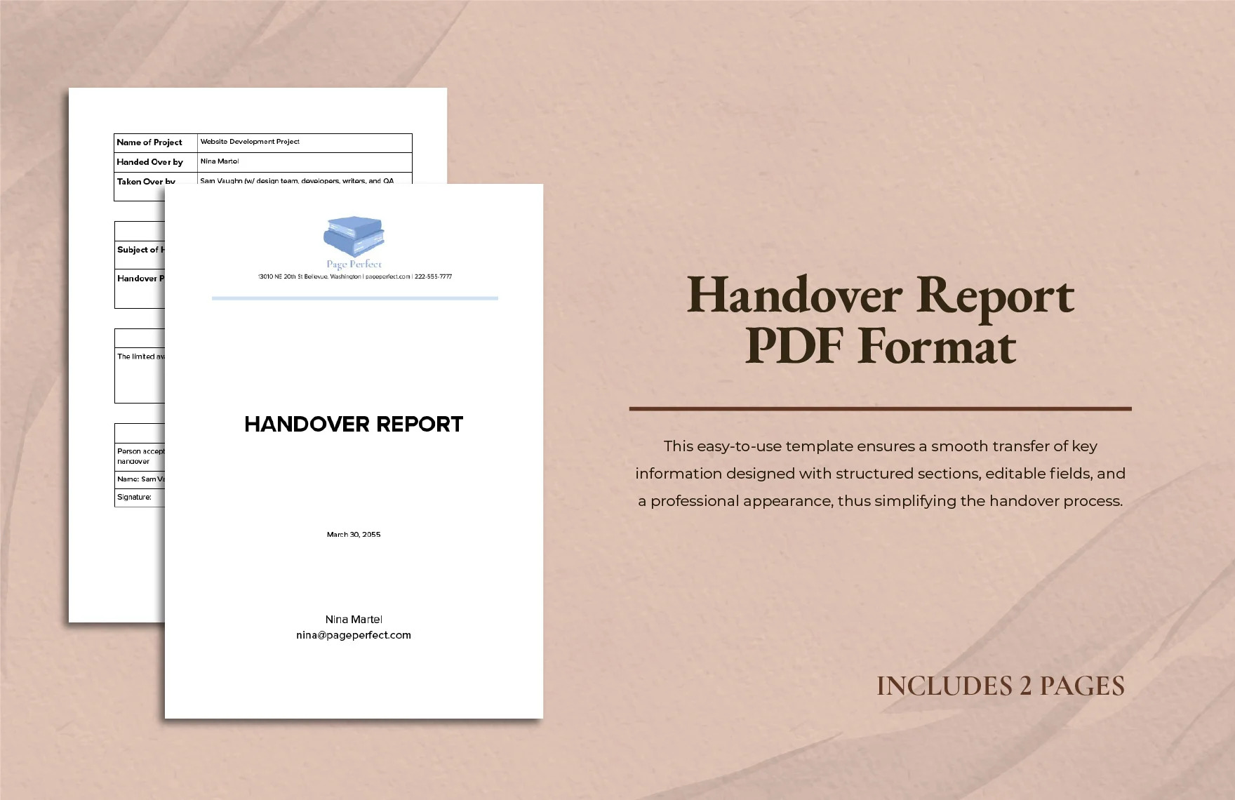 Free 35+ Handover Report Templates in MS Word, PDF, Google Docs, Pages
