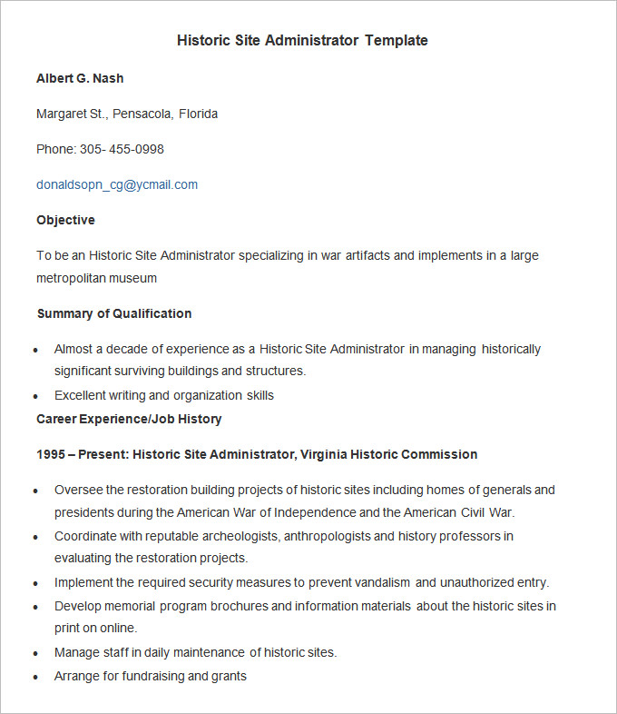 Administration Resume Template - 34+ Free Samples, Examples, Format ...