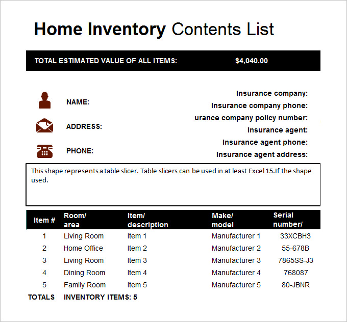 Home Inventory Template - 15 Free Excel, PDF Documents Download